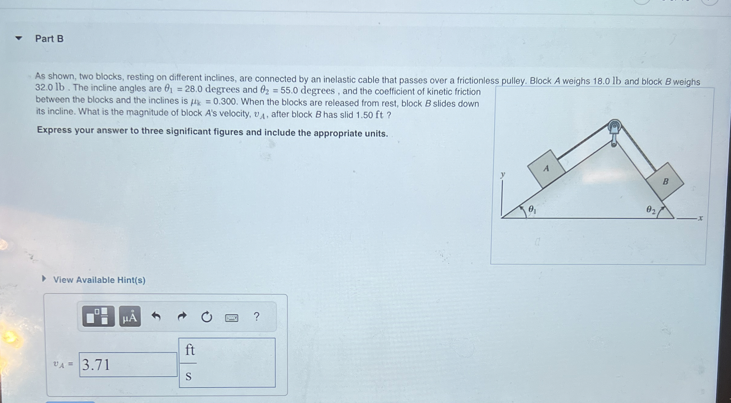 Solved Part BAs shown, two blocks, resting on different | Chegg.com