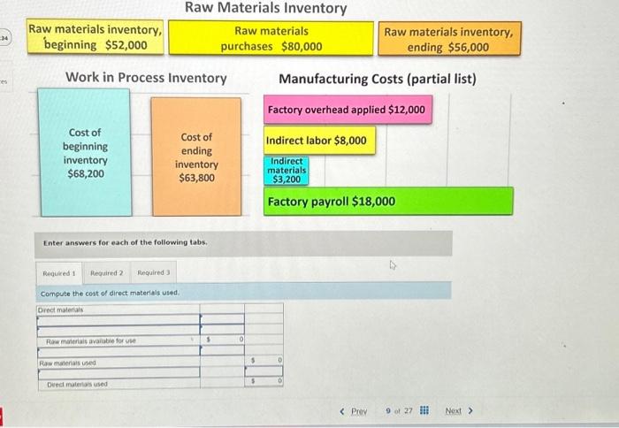 Solved 3Raw materials inventory, beginning $52,000 Work in | Chegg.com