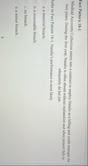 Solved Fact Pattern 18-1Medical Accounts Collection enters | Chegg.com