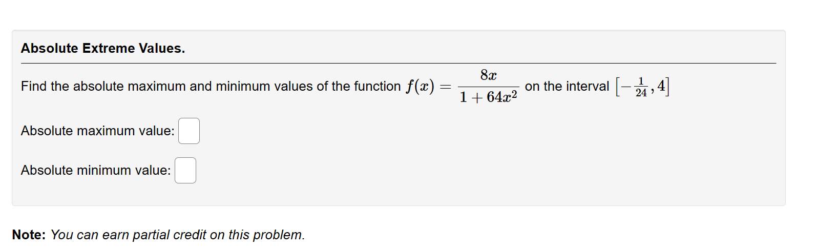 Solved Absolute Extreme Values.Find the absolute maximum and | Chegg.com