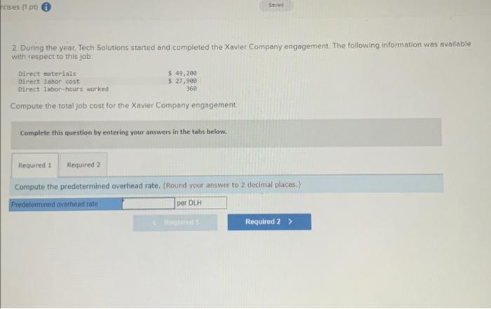 Solved Exercise 2-6 (Algo) Job-Order Costing for a Service | Chegg.com