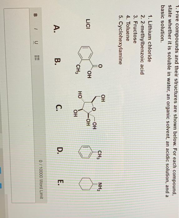 Solved 1. Five compounds and their structures are shown | Chegg.com