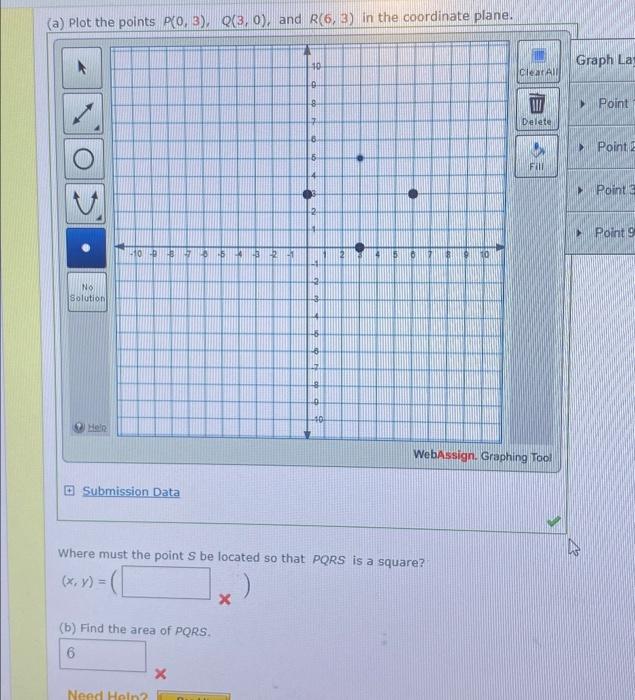 Solved (a) Plot the points P{0,3). Q(3,0), and R(6, 3) in | Chegg.com