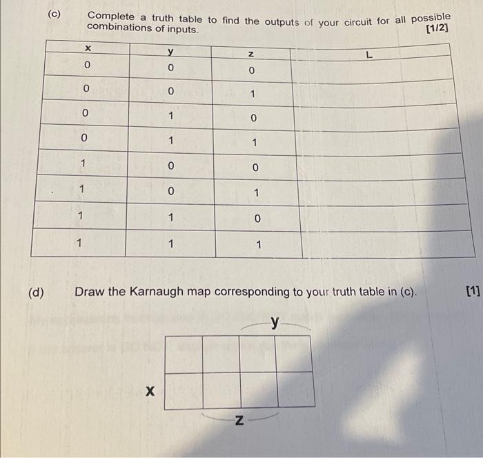 (c) Complete a truth table to find the outputs of | Chegg.com