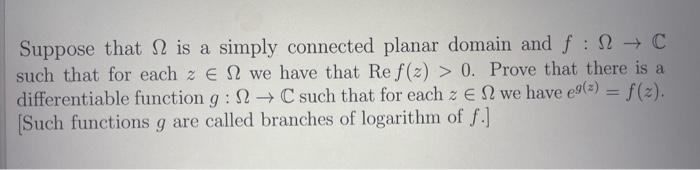 Solved Suppose that Ω is a simply connected planar domain | Chegg.com