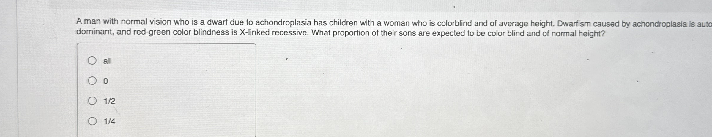 Solved A man with normal vision who is a dwarf due to | Chegg.com