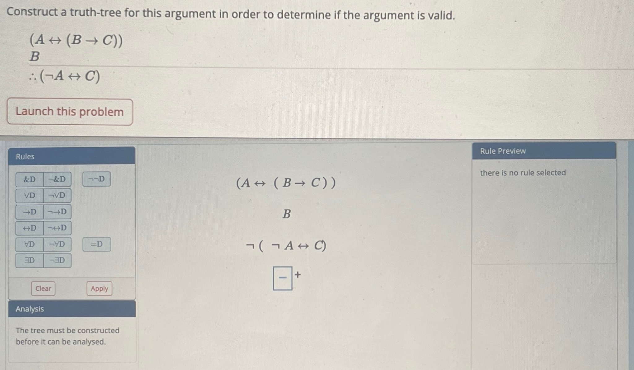 Construct a truth-tree for this argument in order to | Chegg.com