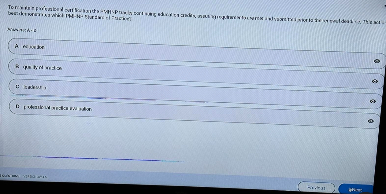 Solved To maintain professional certification the PMHNP | Chegg.com