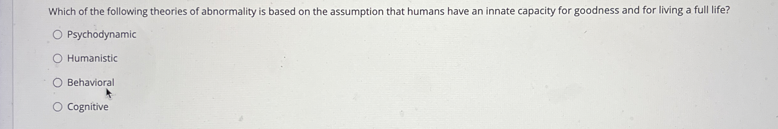 Solved Which of the following theories of abnormality is | Chegg.com
