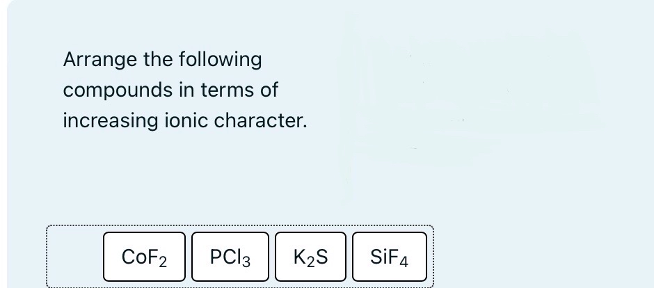 Solved Arrange the following compounds in terms of | Chegg.com