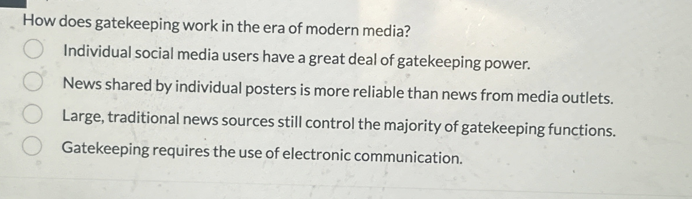 Solved How does gatekeeping work in the era of modern | Chegg.com