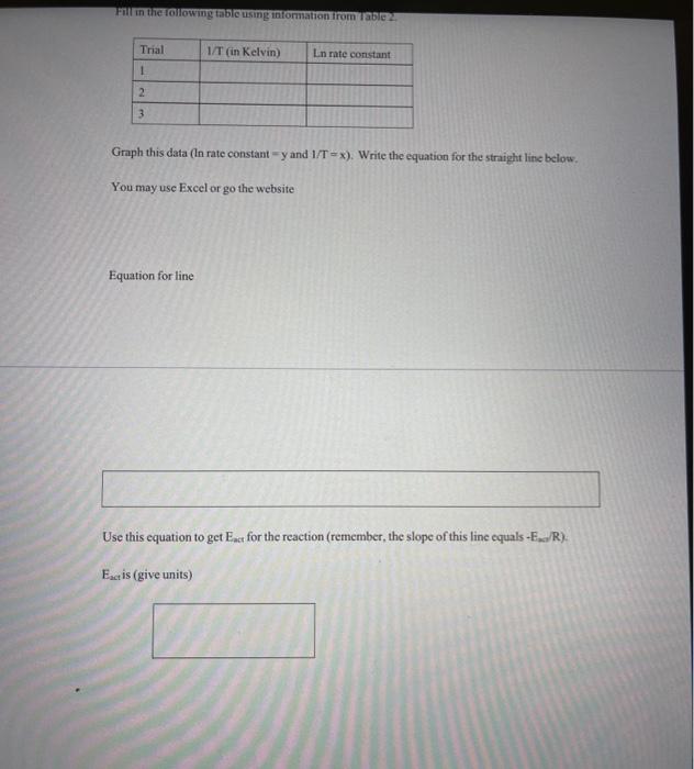 Rate Law 2 In this experiment you will determine the | Chegg.com