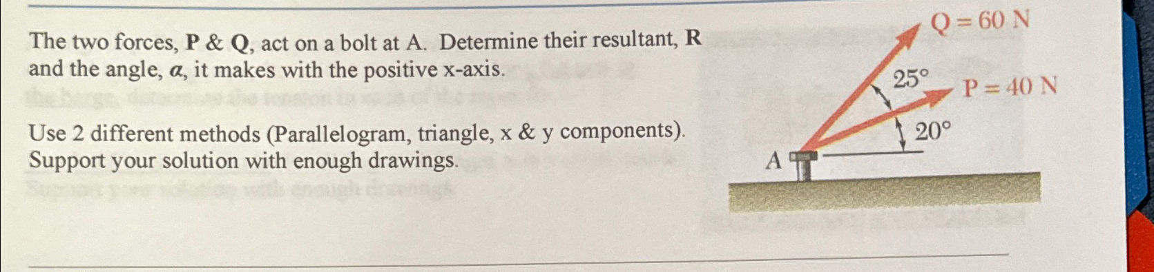Solved The two forces, P&Q, ﻿act on a bolt at A. ﻿Determine | Chegg.com