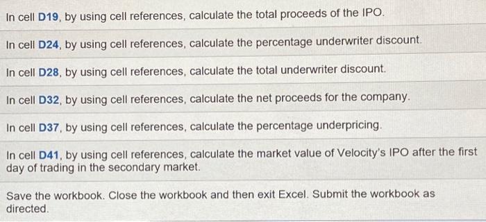 Solved In cell D19, by using cell references, calculate the | Chegg.com