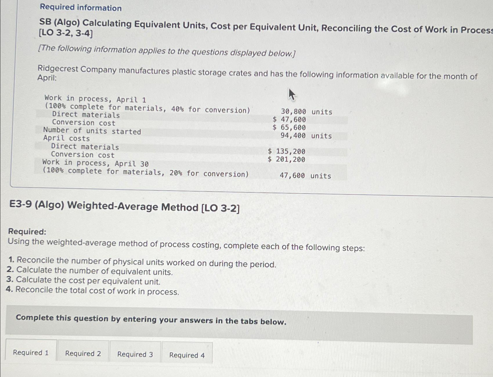 Solved Required informationSB (Algo) ﻿Calculating Equivalent | Chegg.com