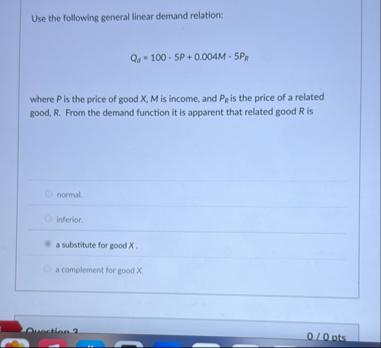 Solved Use the following general linear demand | Chegg.com