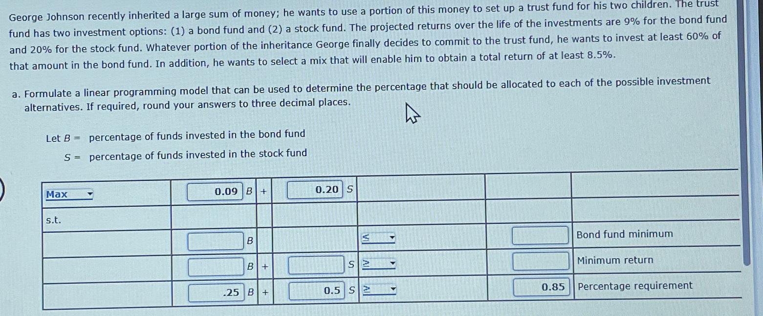 Solved George Johnson recently inherited a large sum of | Chegg.com