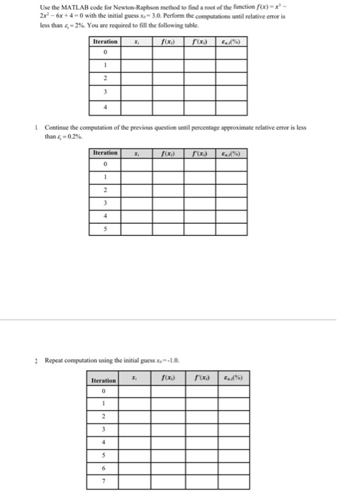 Solved can you solve the table + matlab code text .( I've | Chegg.com