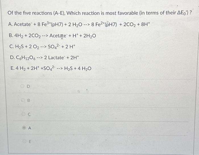Solved Of the five reactions ( A−E ), Which reaction is most | Chegg.com