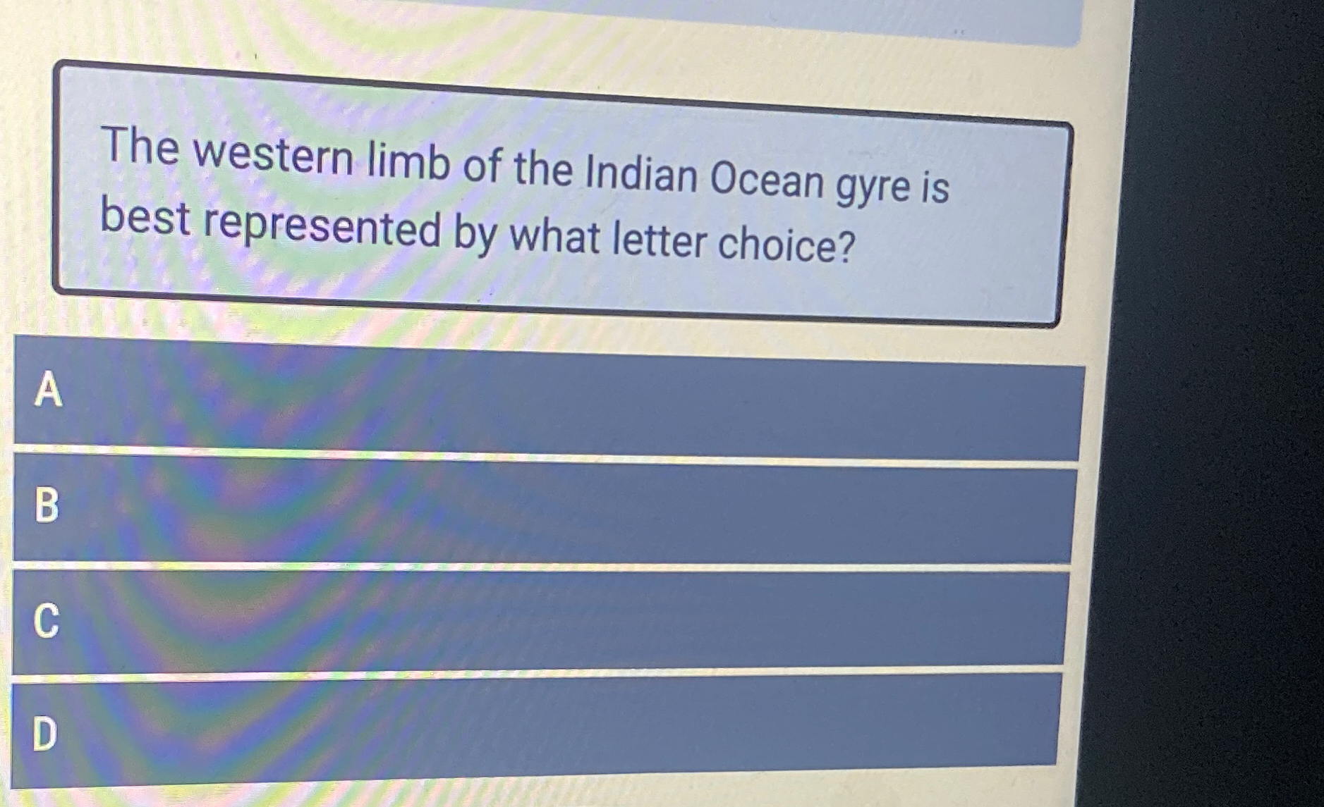Solved The western limb of the Indian Ocean gyre is best | Chegg.com
