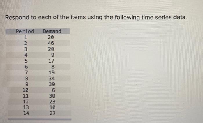 [Solved]: #4 Respond to each of the items using the followin