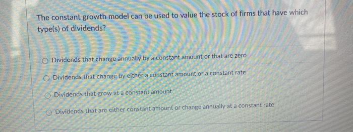 Solved The constant growth model can be used to value the | Chegg.com