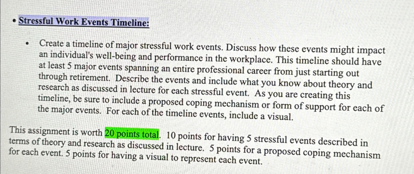 Solved Stressful Work Events Timeline:Create a timeline of | Chegg.com