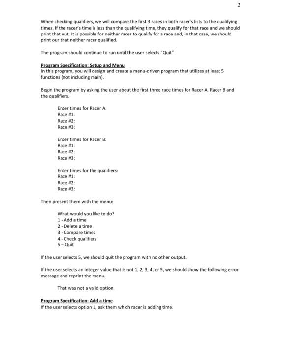 Solved Problem: 5k Race Qualifiers (qualifiers.py) Now that | Chegg.com