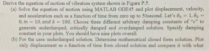 Solved Derive the equation of motion of vibration system | Chegg.com