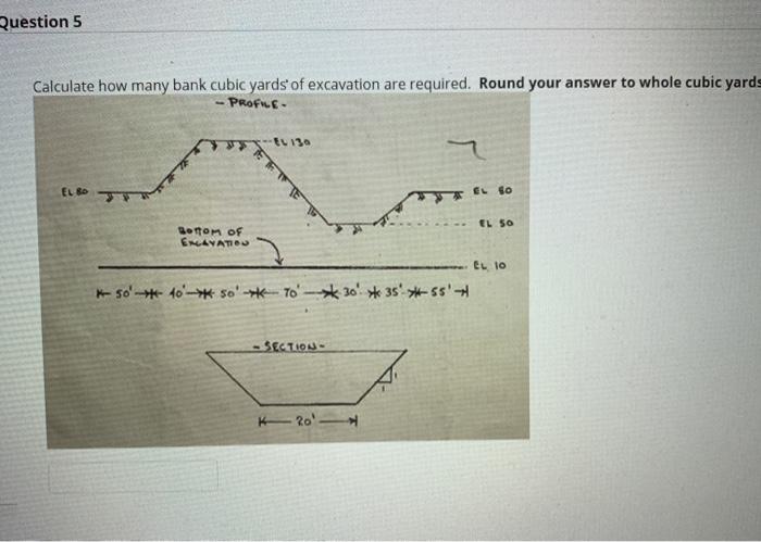 Solved Question 5 Calculate how many bank cubic yards of | Chegg.com