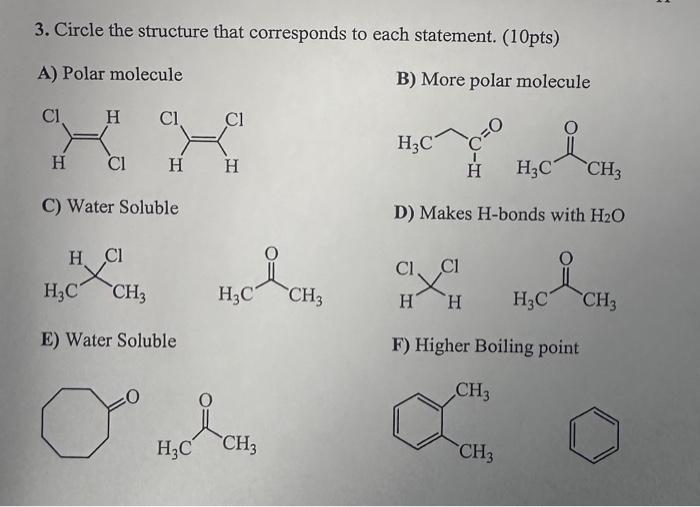 Solved 3. Circle the structure that corresponds to each | Chegg.com