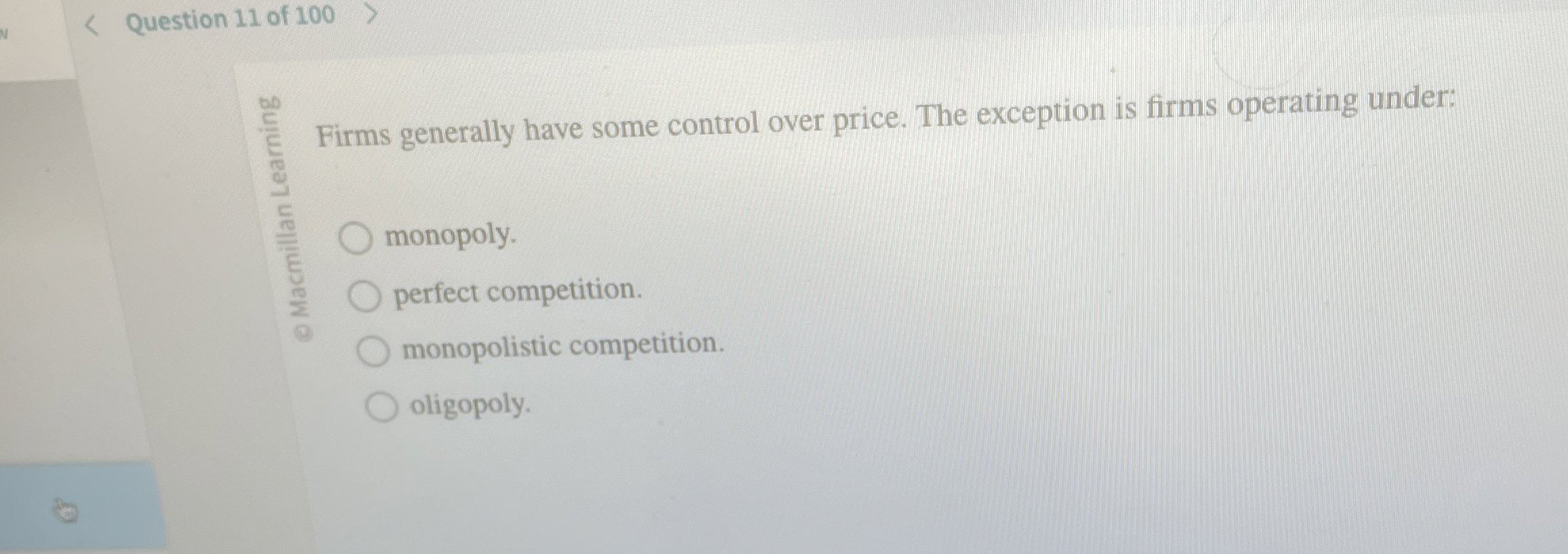 Solved Question 11 ﻿of 100 ﻿Firms generally have some | Chegg.com