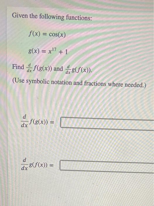 Solved Given the following functions: f(x) = cos(x) g(x) = | Chegg.com