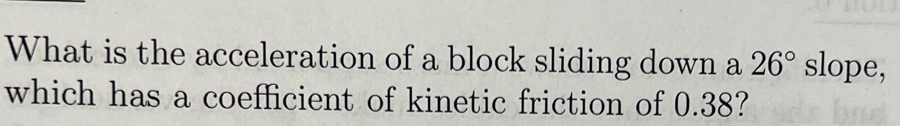 Solved What is the acceleration of a block sliding down a | Chegg.com