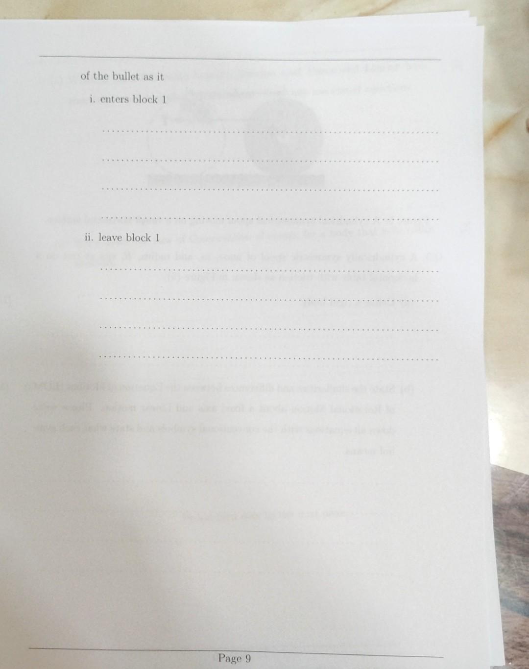 Solved Figure 4: Before and after a bullet hitting a block. | Chegg.com