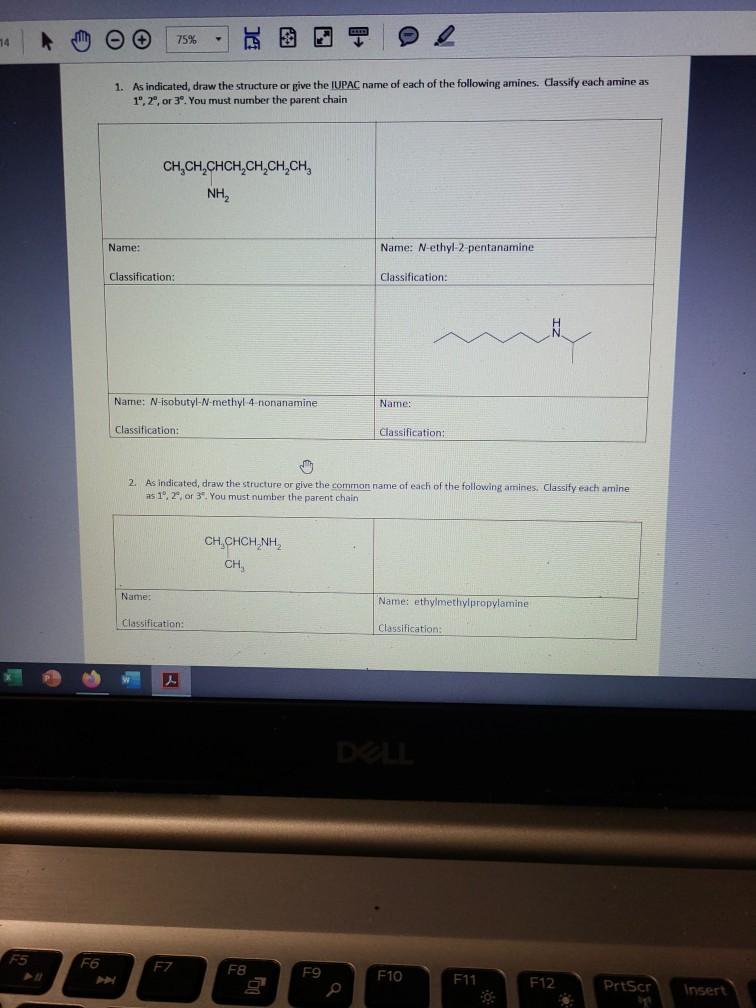 Solved 74 O 75% 1. As indicated, draw the structure or give | Chegg.com