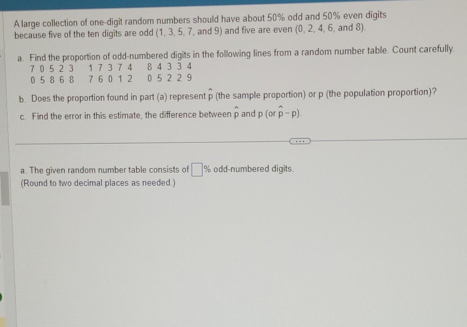 Solved A large collection of one-digit random numbers should | Chegg.com