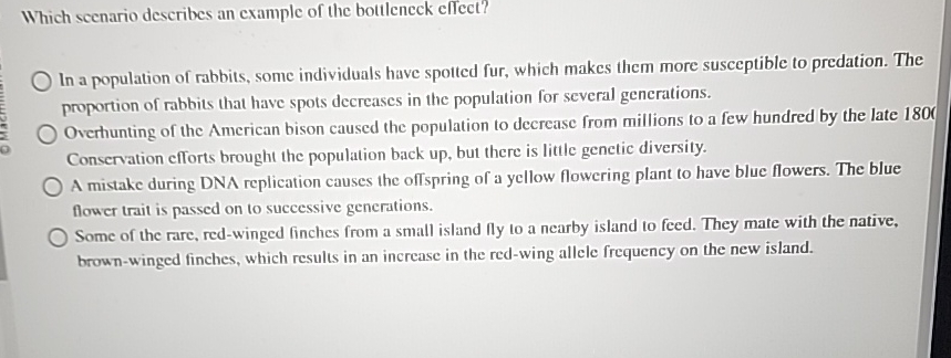 Solved Which seenario describes an example of the bottleneck | Chegg.com