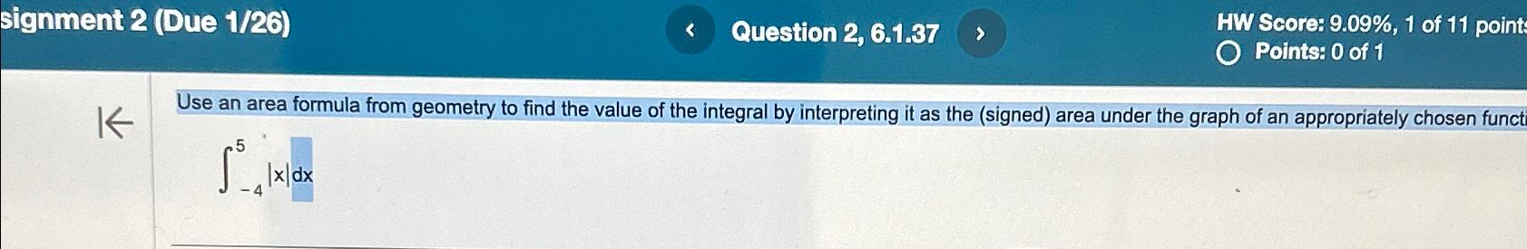 Solved Use an area formula from geometry to find the value | Chegg.com