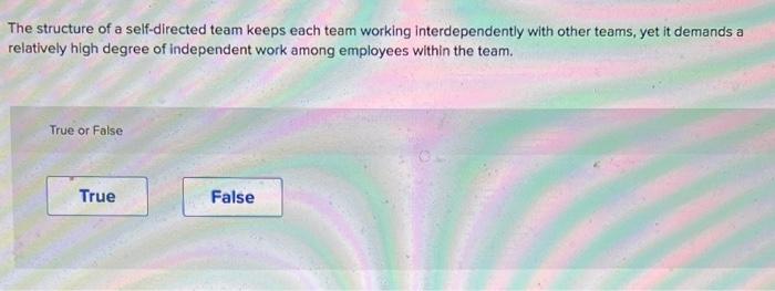 Solved The structure of a self-directed team keeps each team | Chegg.com