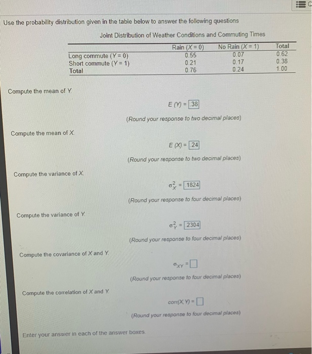 Solved iii Use the probability distribution given in the | Chegg.com