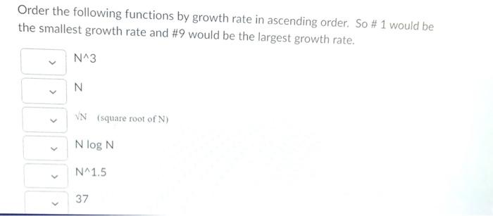 Solved Order the following functions by growth rate in | Chegg.com