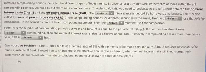 Solved Different compounding periods, are used for different | Chegg.com