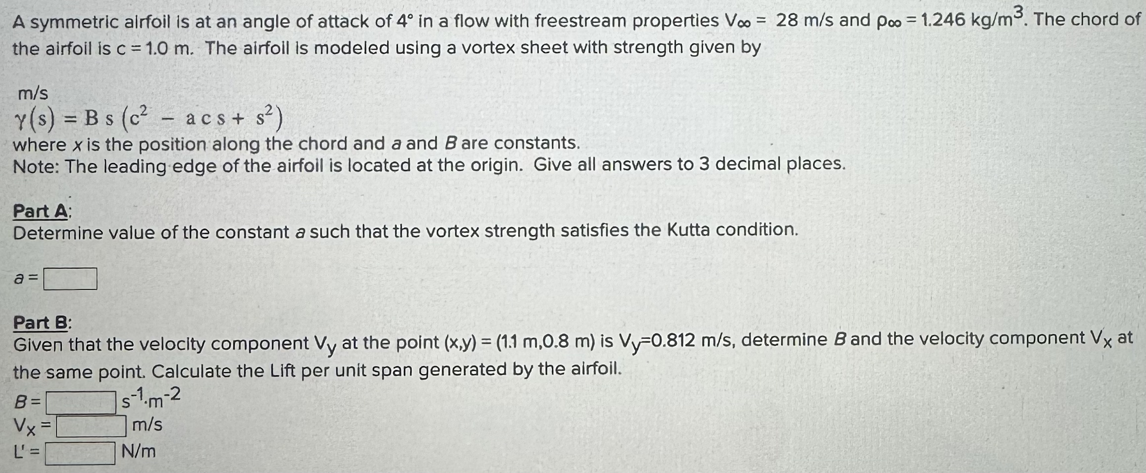 Solved A symmetric alrfoil is at an angle of attack of 4° | Chegg.com