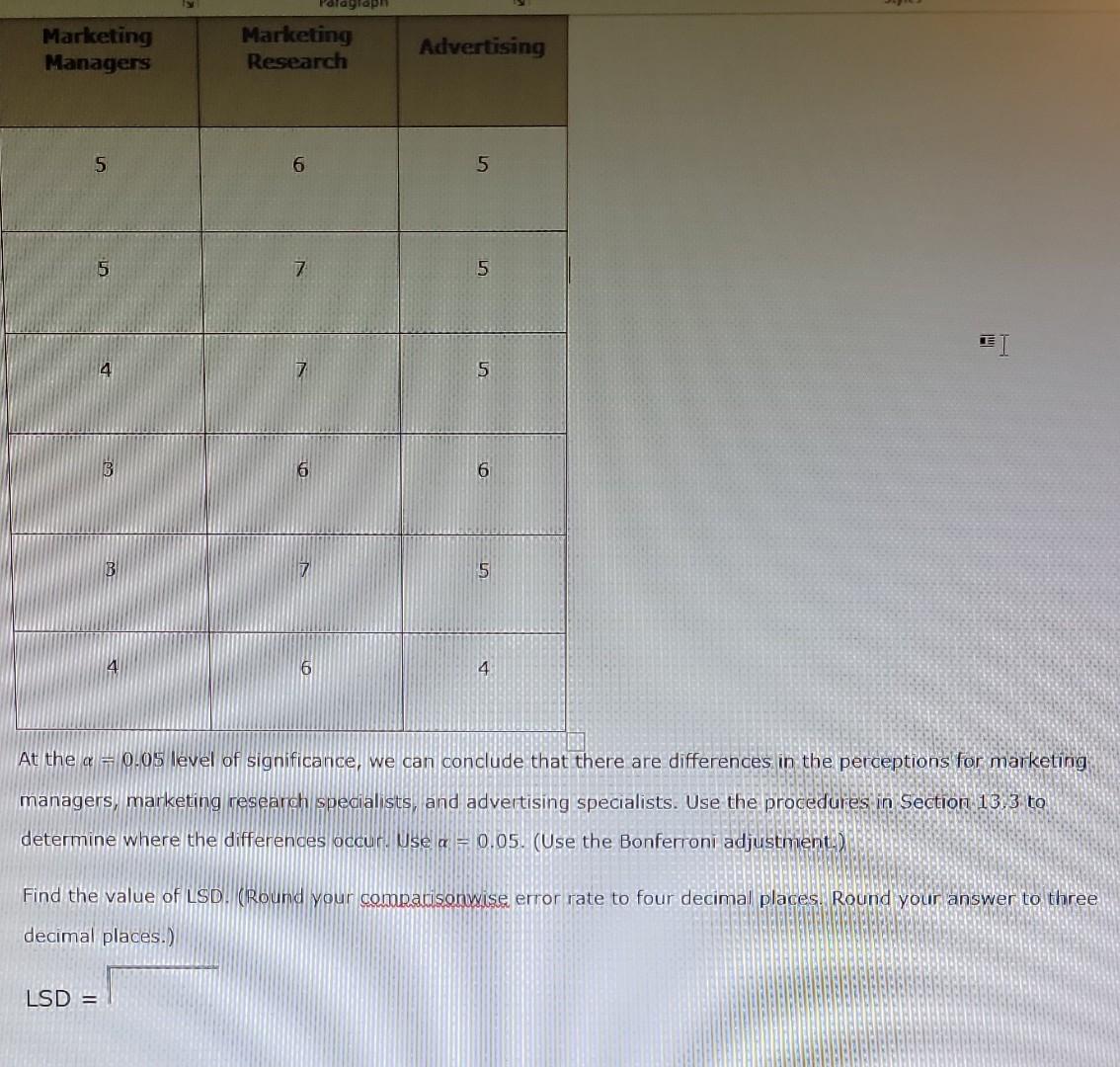 Solved At the α=0.05 level of significance, we can conclude | Chegg.com