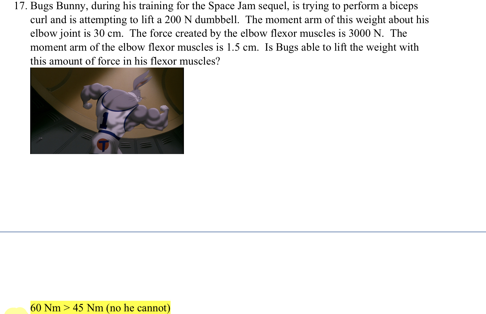 Solved Bugs Bunny, during his training for the Space Jam | Chegg.com