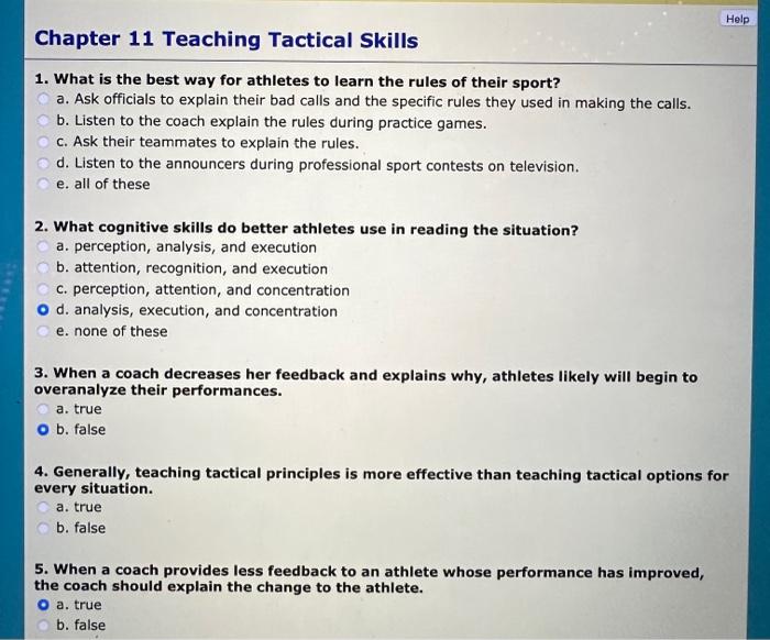 Solved Chapter 11 Teaching Tactical Skills 1. What is the | Chegg.com