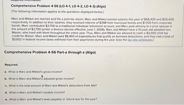 Solved Comprehensive Problem 4-56 (LO 4-1, LO 4-2, LO 4-3) | Chegg.com