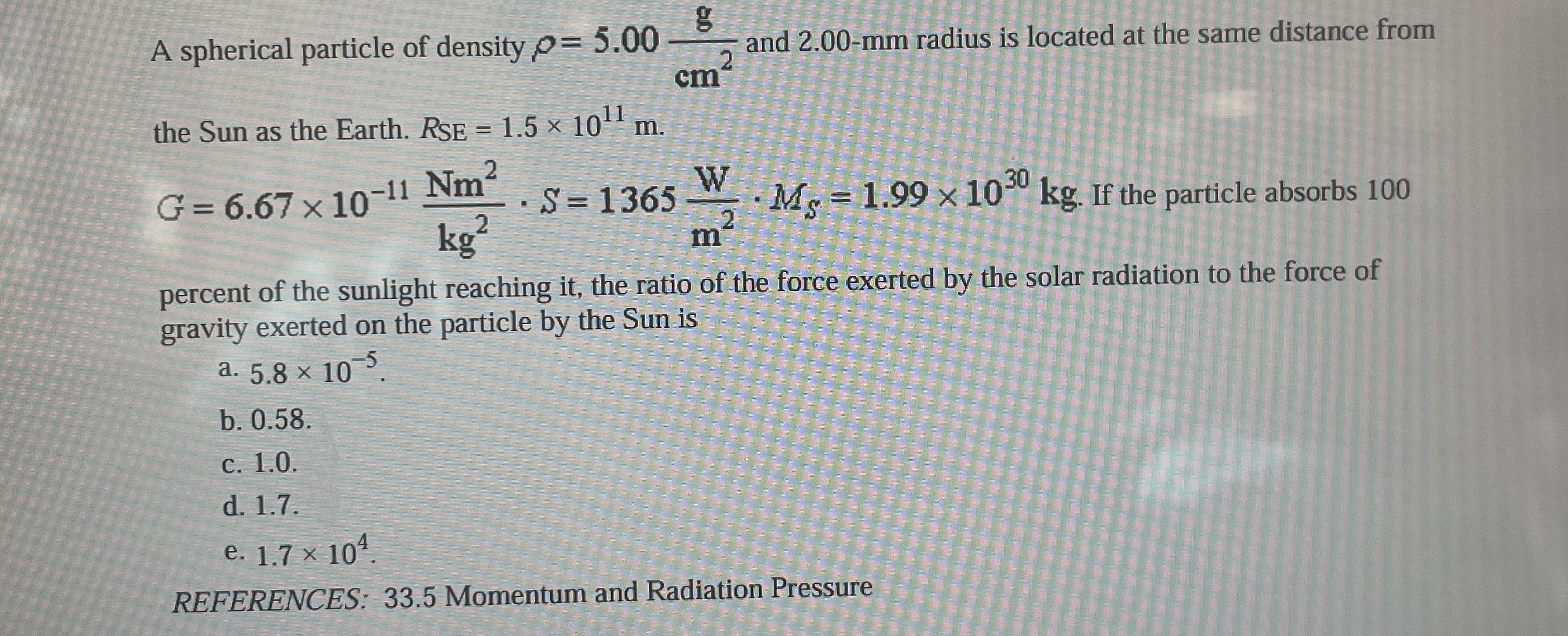 Solved A spherical particle of density ρ=5.00(g)cm2 ﻿and | Chegg.com