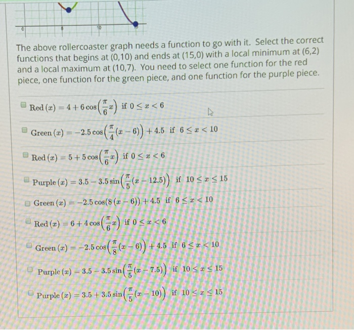 Solved The above rollercoaster graph needs a function to go | Chegg.com